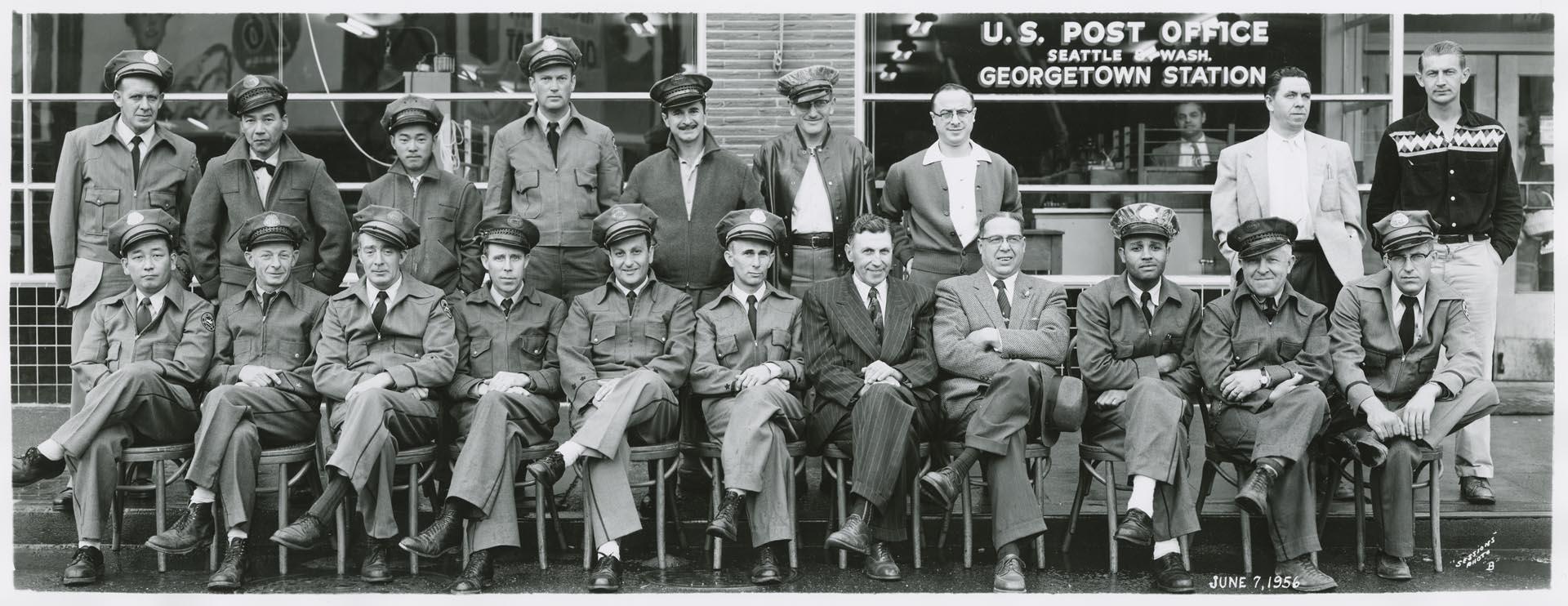 U.S. Post office employees in front of Georgetown Station, Seattle ...