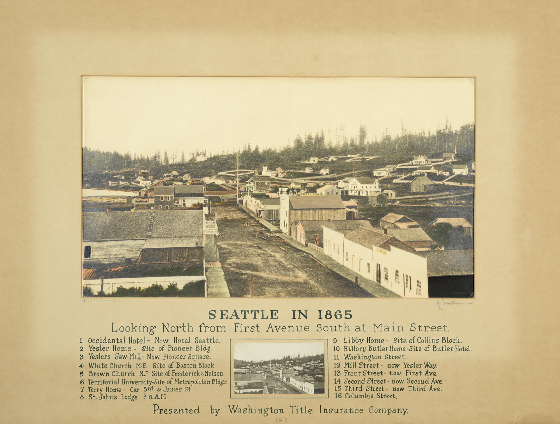 "Seattle in 1865" photo with key to locations, Seattle, 1915 – Museum ...