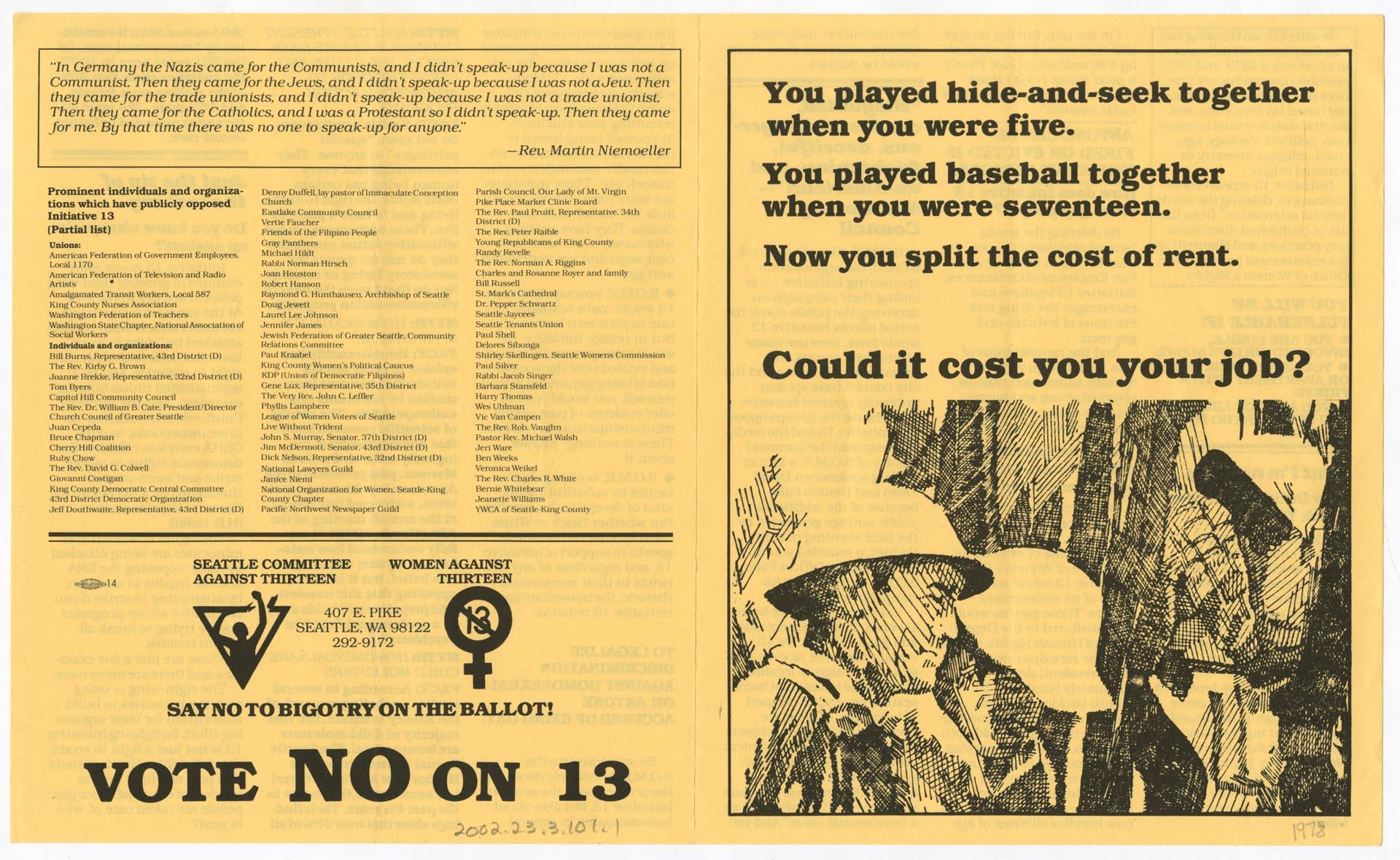 Vote no on 13 pamphlet, 1978 – Museum of History & Industry