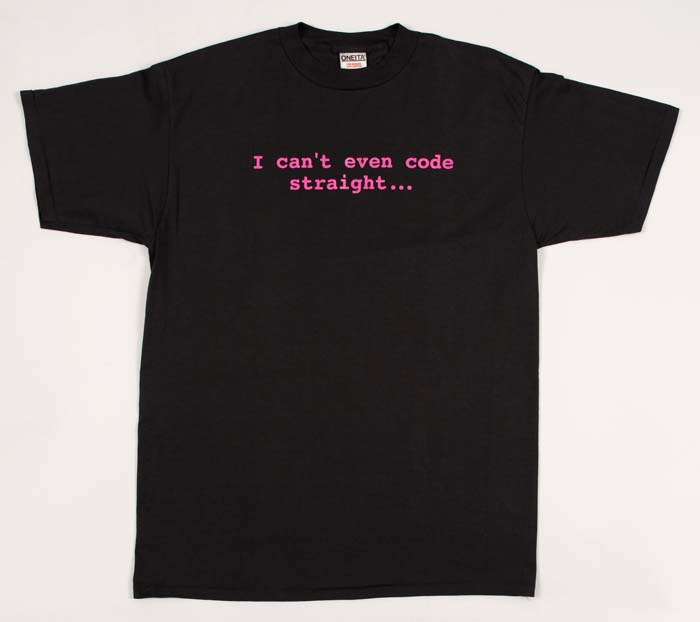Microsoft GLEAM T-shirt, black with "I can't even code straight" text ...