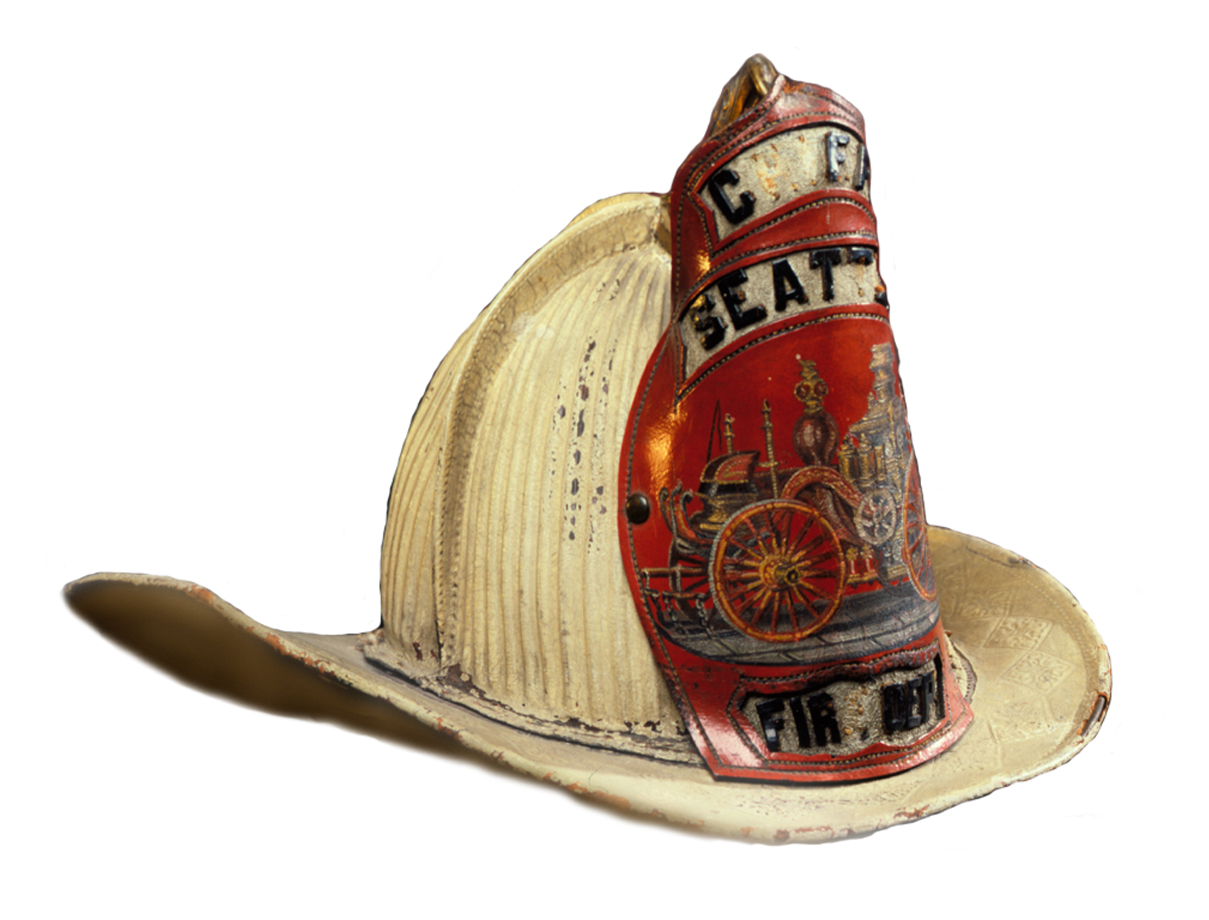 Fire chief's hat worn by Seattle Fire Chief Josiah Collins, ca. 1880s ...
