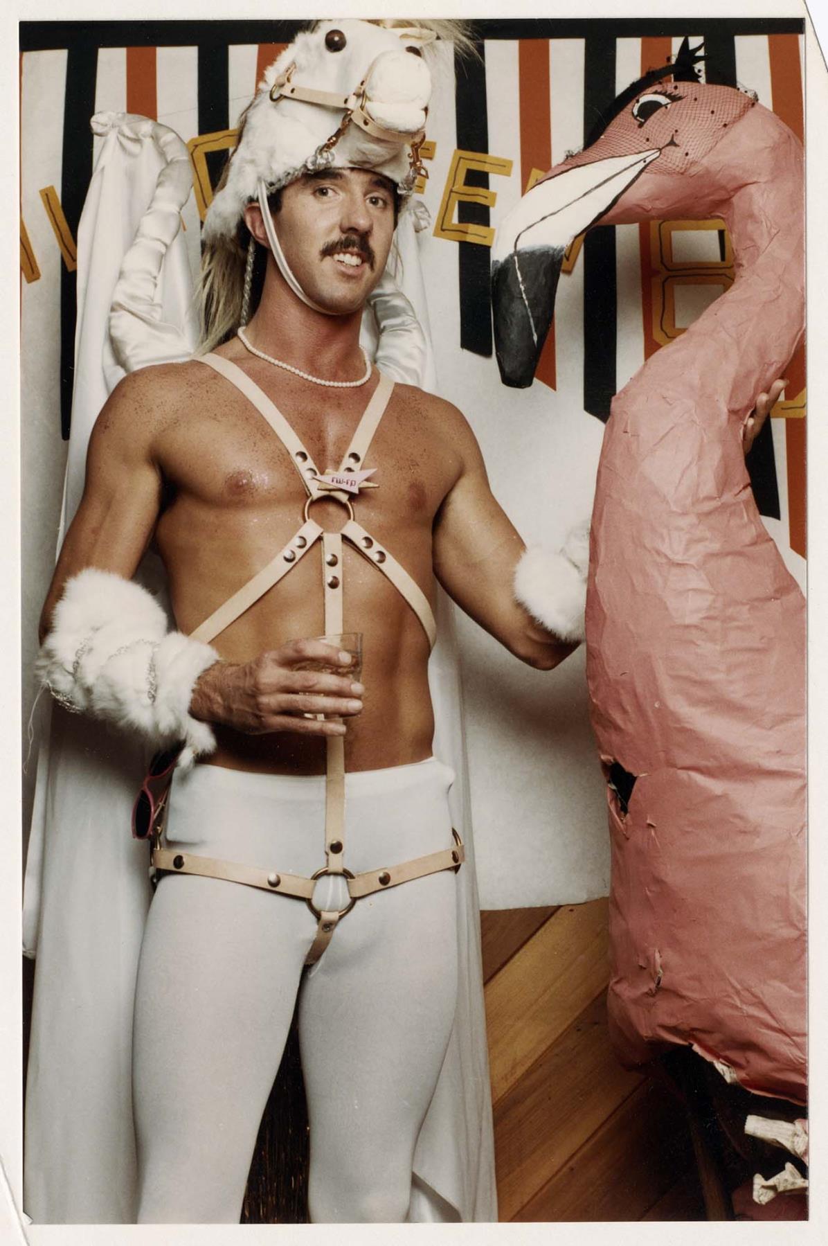 Ric Weiland in Pegasus costume worn at a Halloween party, Seattle, 1983 ...